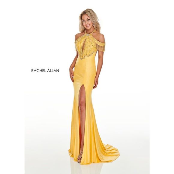 Rachel Allan | Dresses | Yellow Rachel Allan Size 2 Side Slit Dress ...